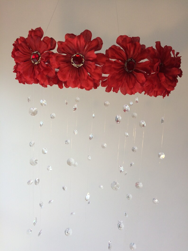Red Baby Mobile, Baby Girl Mobile, Red Mobile, Baby Mobile, Red Flower ...