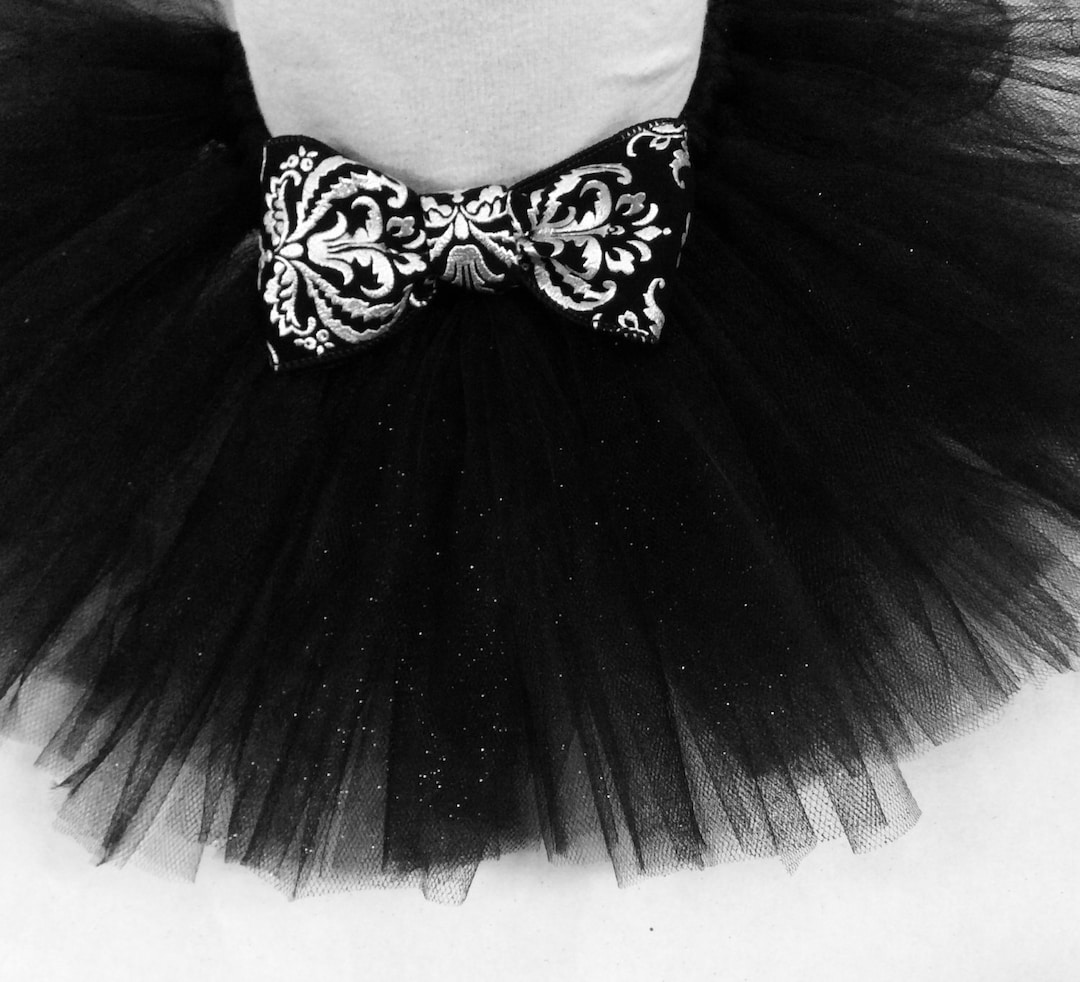 Black Glitter Tutu With Black Silver Bow, Glitter Tutu, Newborn Tutu ...