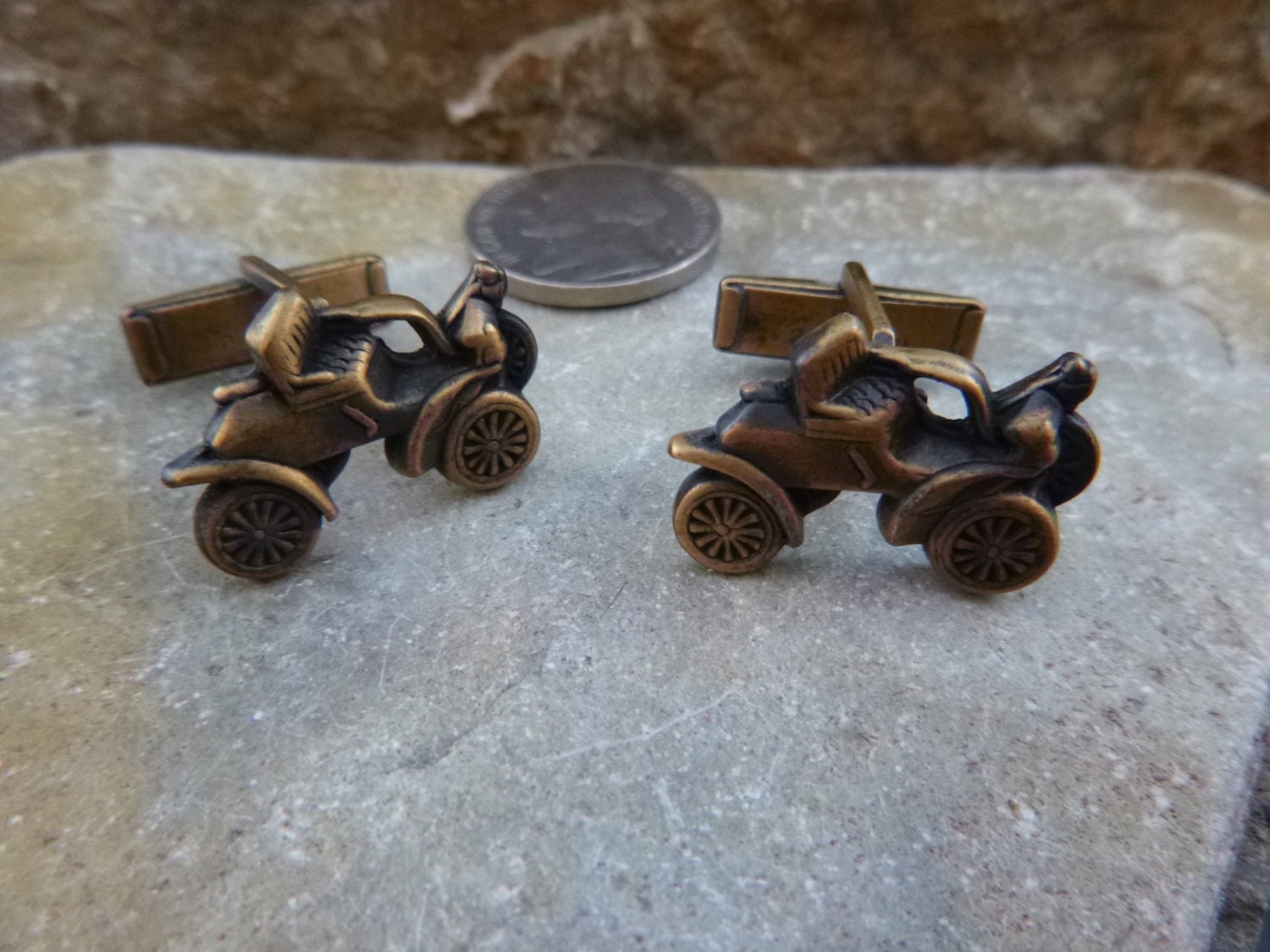 Car Lover? Roadster Vintage Car Cuff Links | Antiqued Brass 1960s Old ...