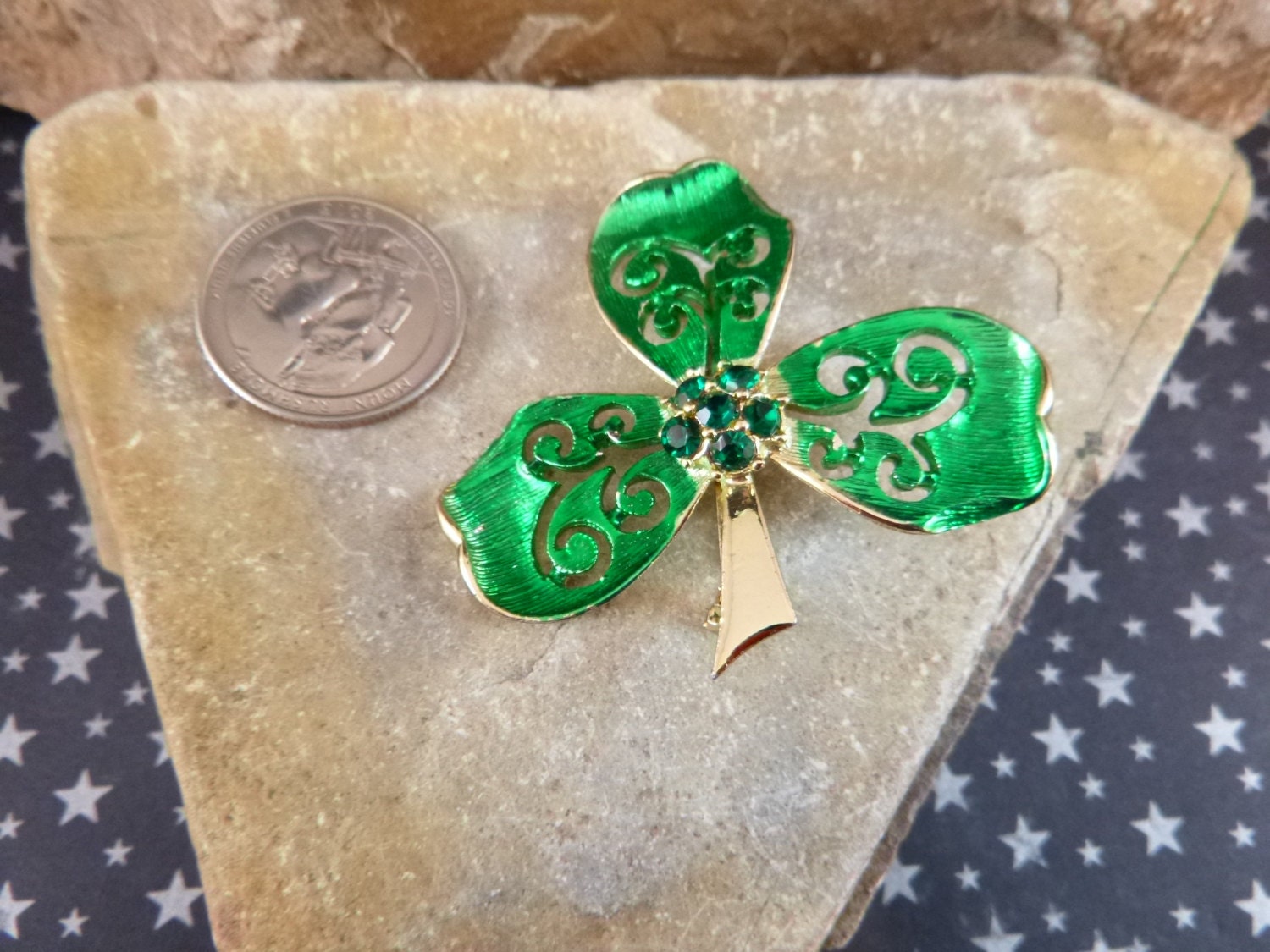 Vintage Shamrock Signed Beatrix Green Enamel Irish St Patrick’s Brooch ...
