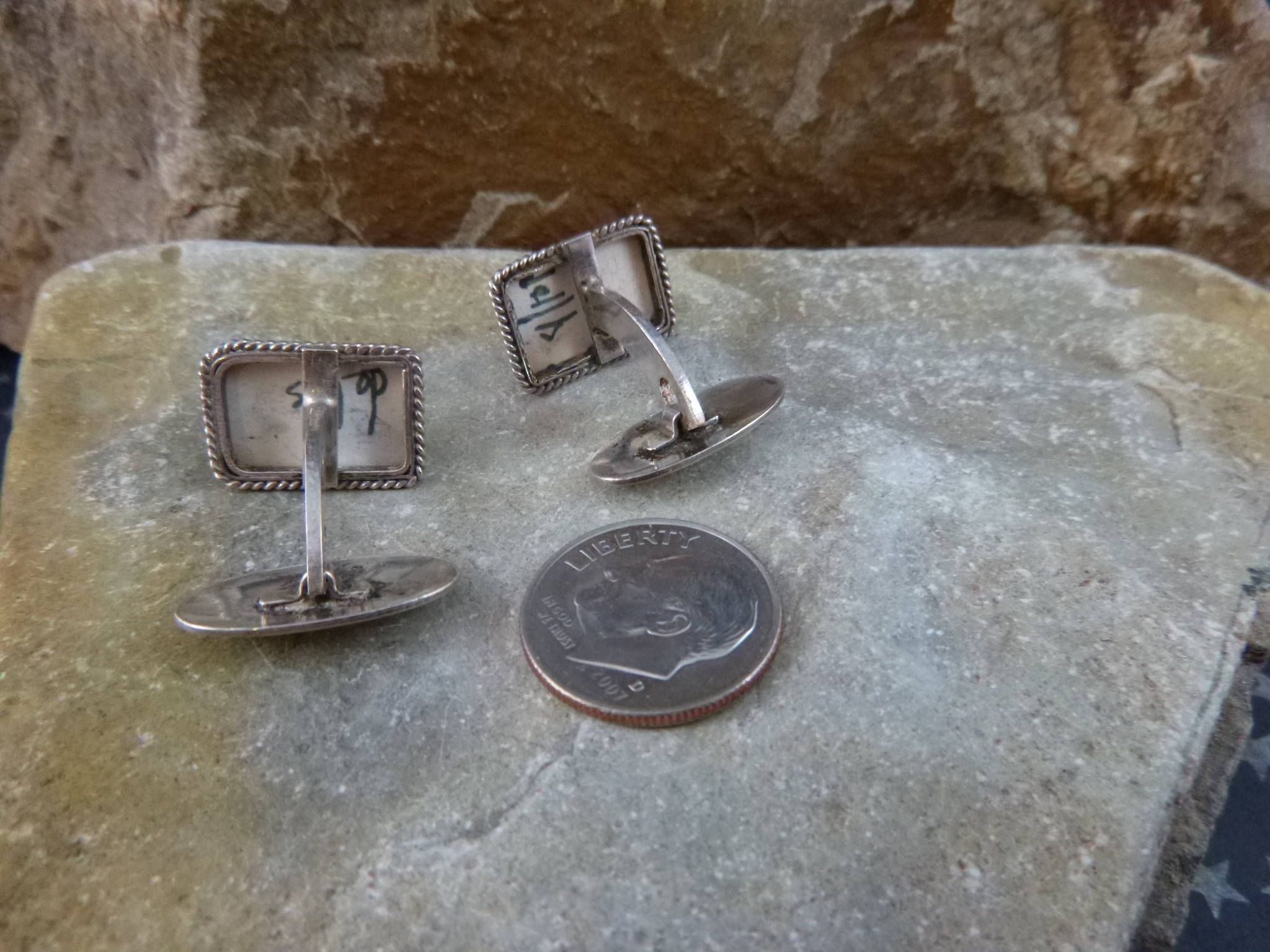 1920s Delft Windmill Cuff Links Blue and White Porcelain 835 Silver ...