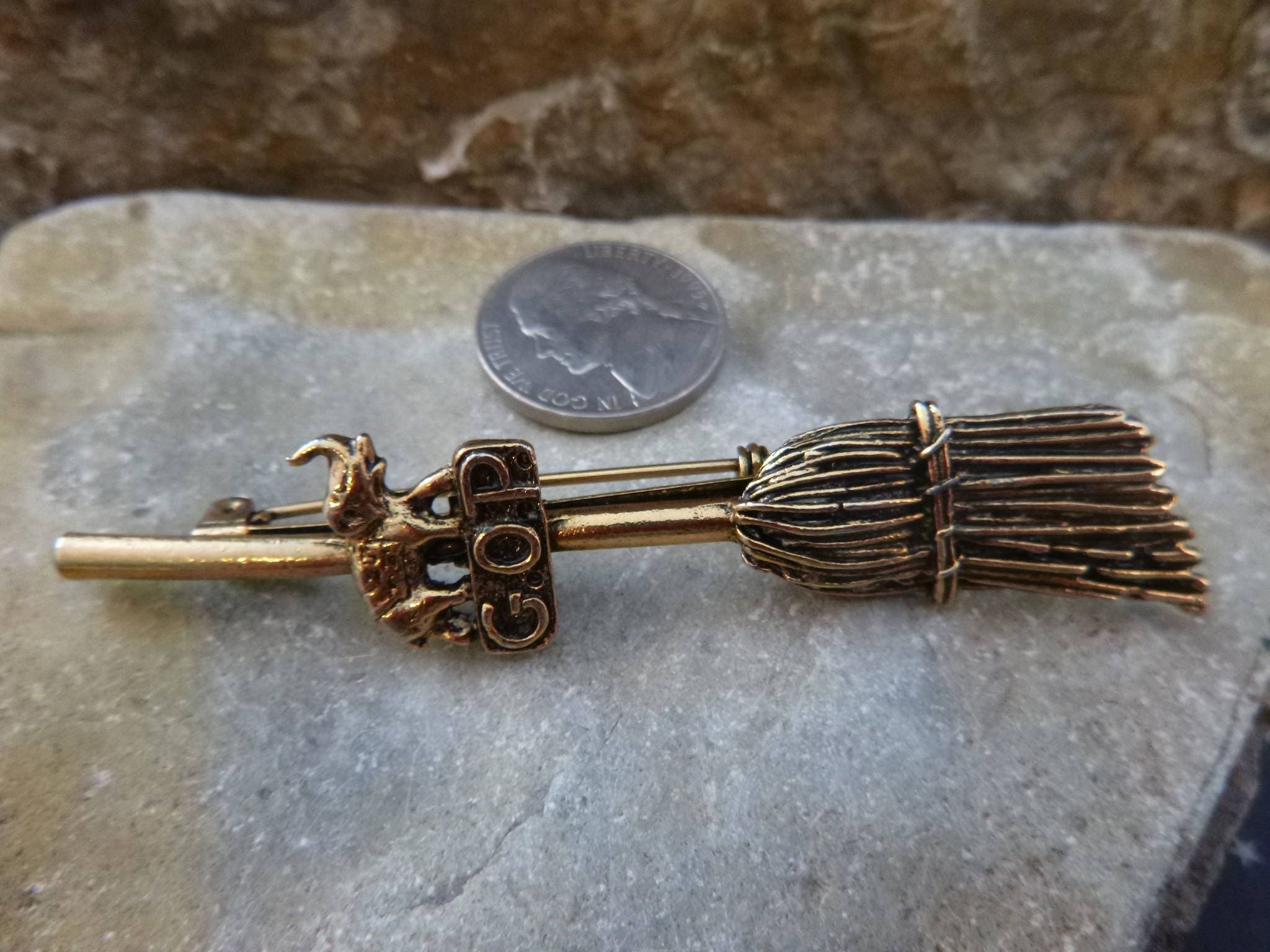 GOP Elephant “Clean Sweep” Broom Political Republican Vintage Pin