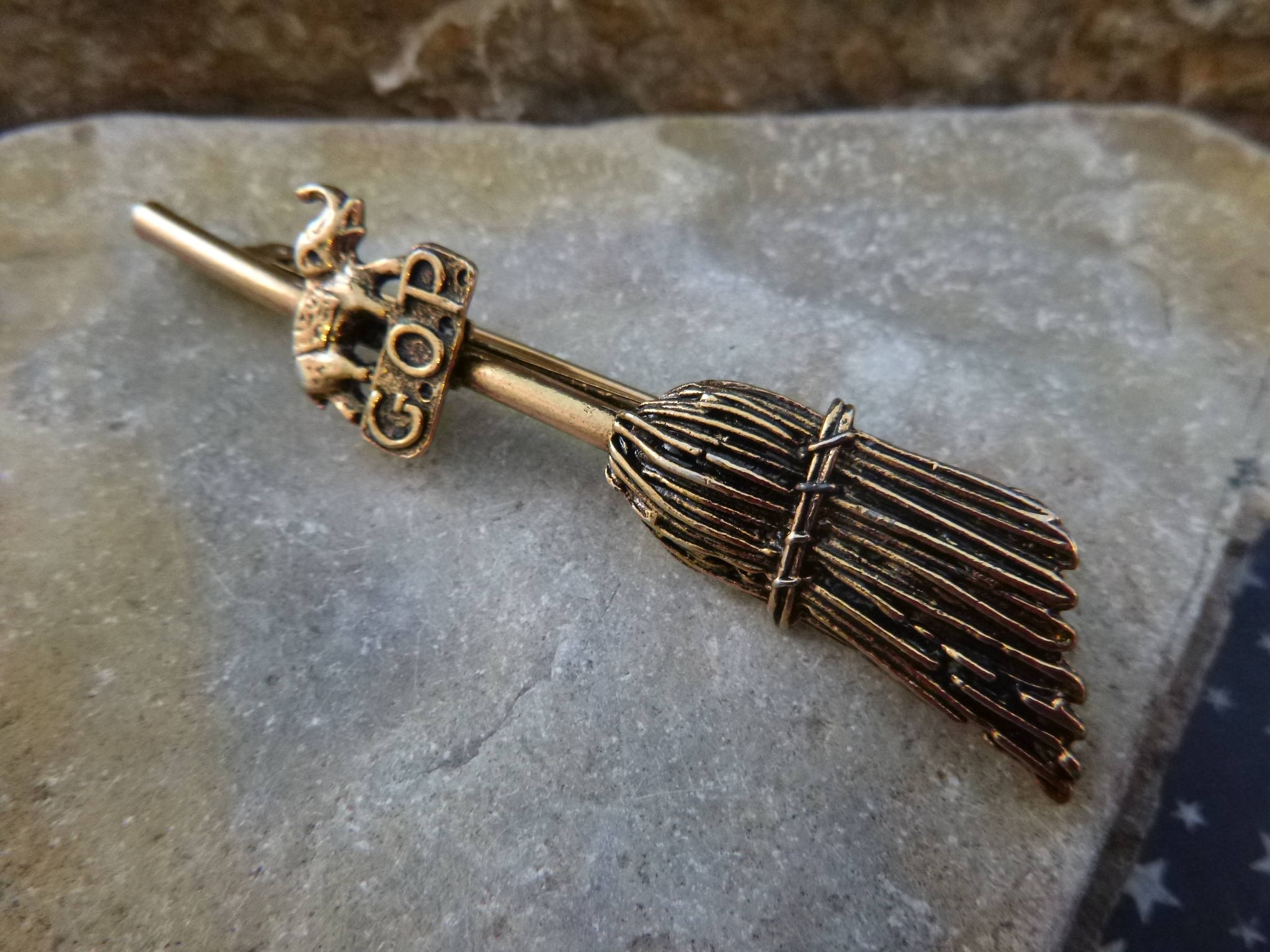 GOP Elephant “Clean Sweep” Broom Political Republican Vintage Pin