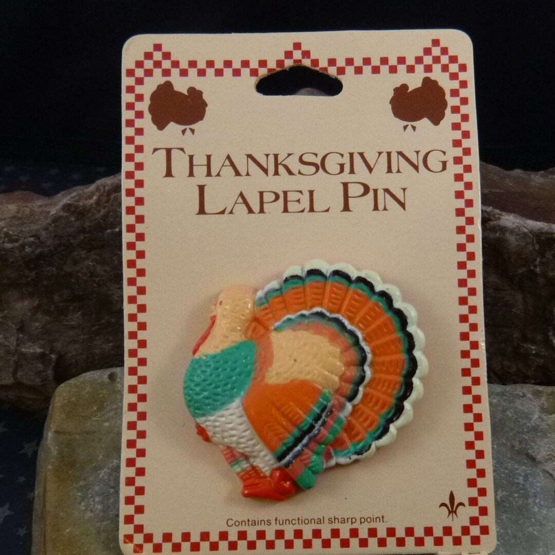 Vintage Thanksgiving Turkey Pin on Original Card | Gibson Greetings ...