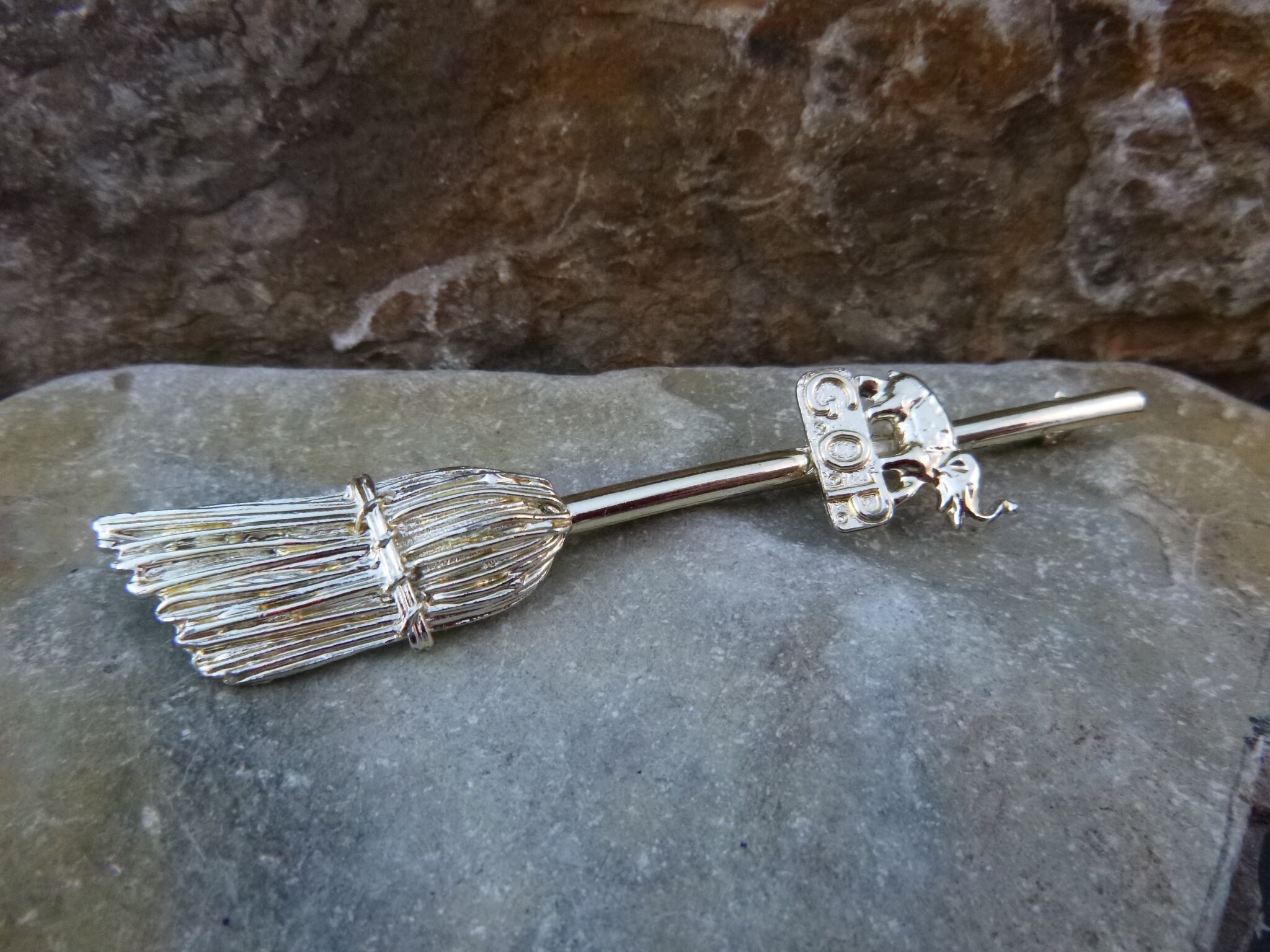 GOP Elephant “Clean Sweep” Broom Political Republican Vintage Pin