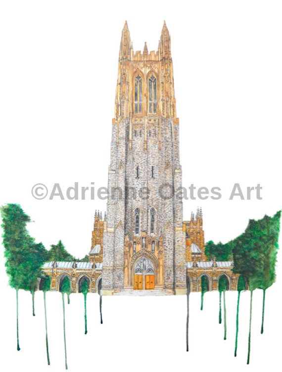 Art & Collectibles Duke University Chapel watercolor print Painting ...
