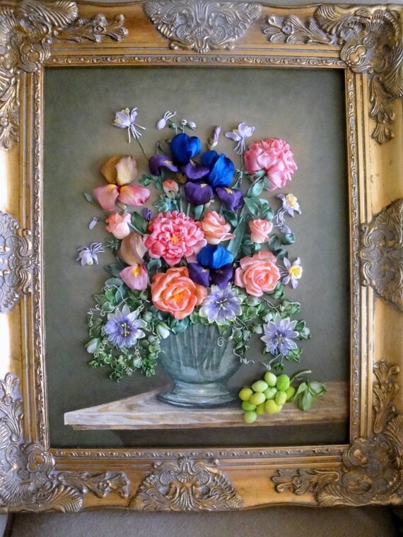 Silk ribbon embroidery 'Summer splendor' | Etsy