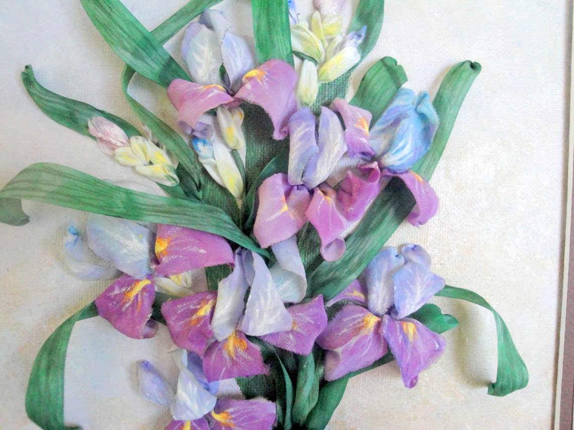 SALE Silk Ribbon Embroidery 'irises in Vase' - Etsy
