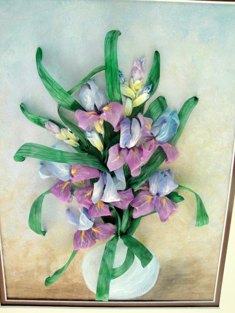 SALE Silk Ribbon Embroidery 'irises in Vase' - Etsy