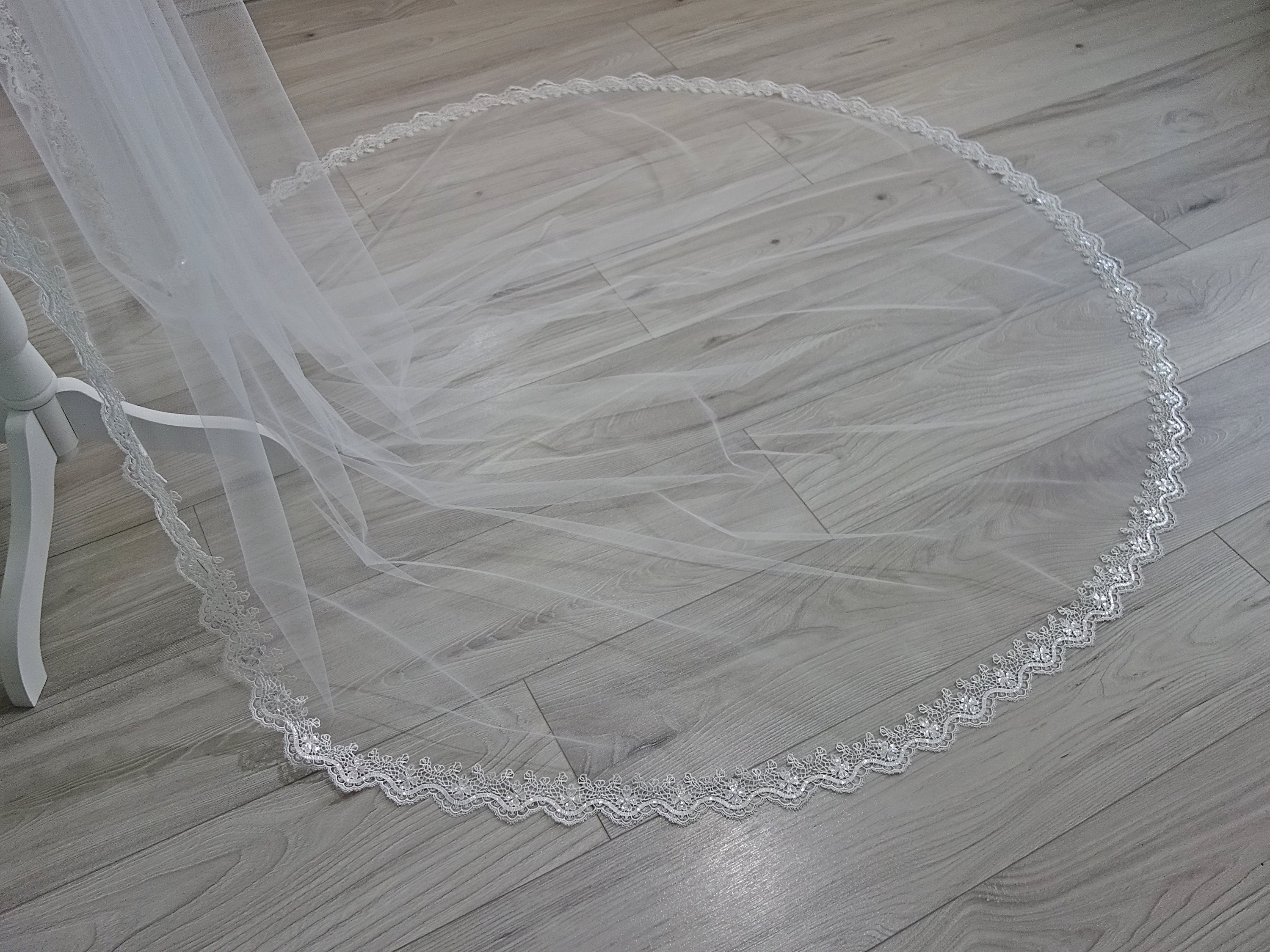 Celtic Clover Lace Tipped Veil, Four Leaf Clover Shamrock Lace Wedding ...