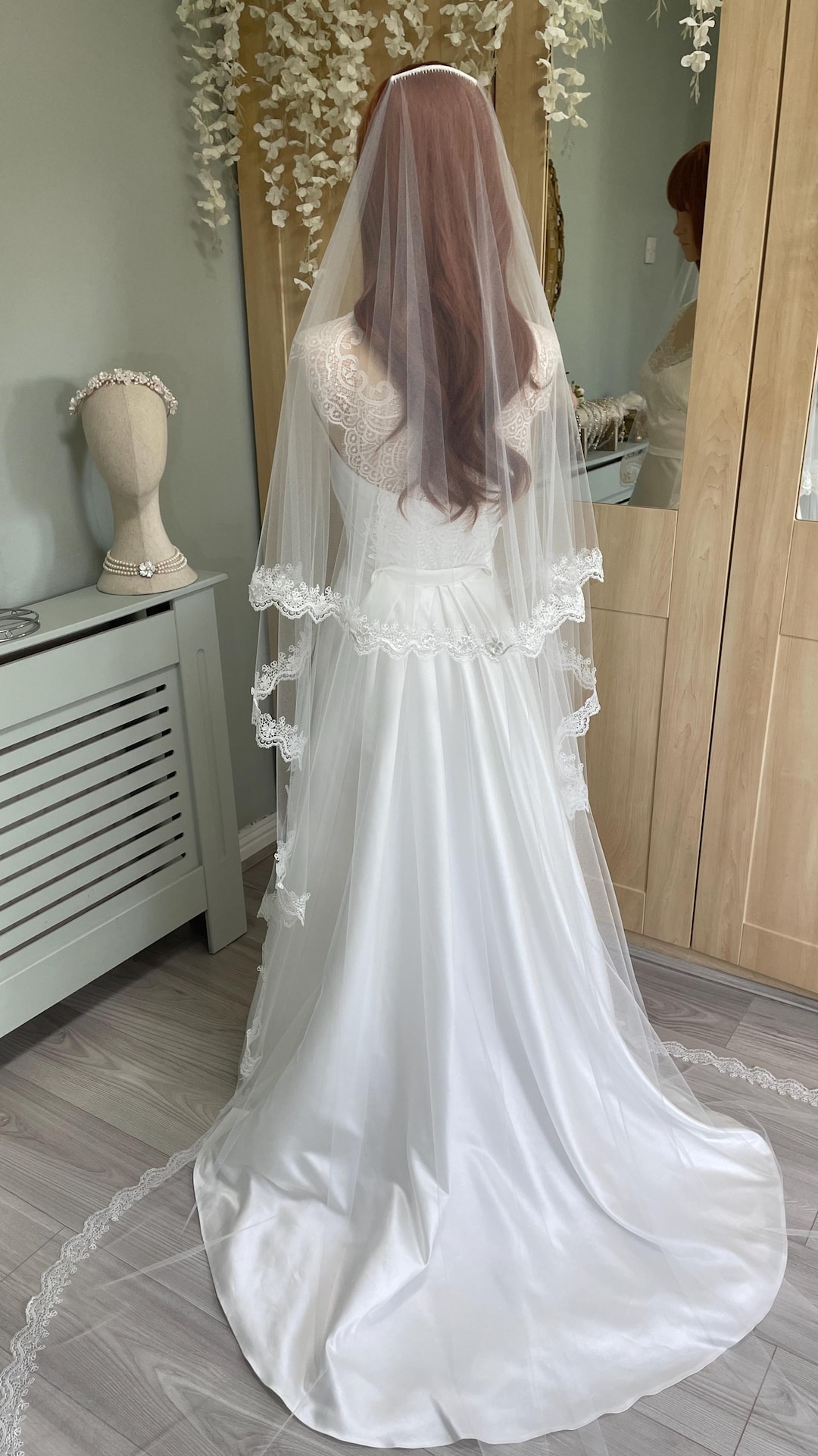 Celtic Clover 2 Tier Lace Veil, Four Leaf Clover Shamrock Lace Wedding ...