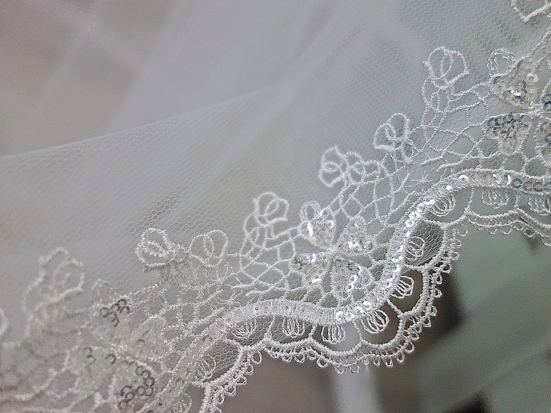 Celtic Clover Lace Tipped Veil, Four Leaf Clover Shamrock Lace Wedding ...