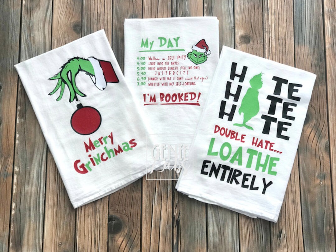 Grinch Christmas Kitchen Towel: Merry Grinchmas Decor - Etsy