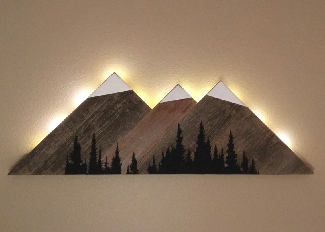 Lighted Mountain Art Mountain Decormountains Mountain Art - Etsy