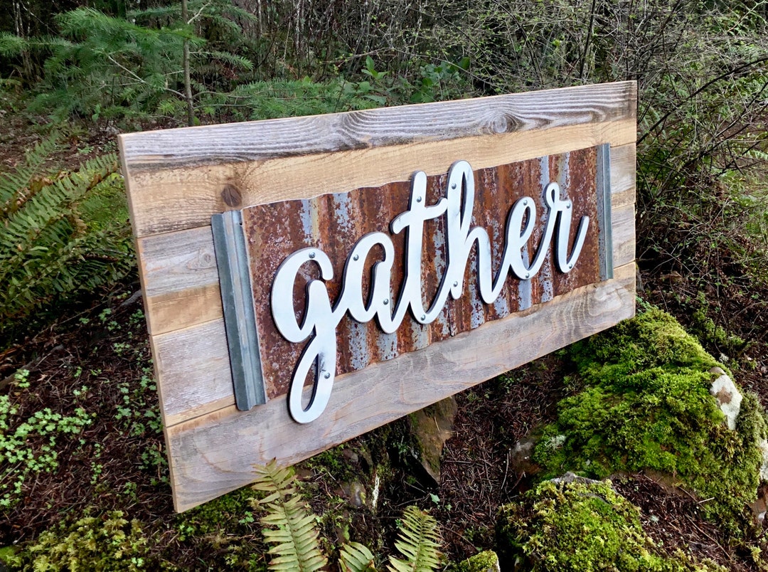 Extra Large Gather Sign, Wood Signs, Gather Wedding Signs, Rustic Home ...