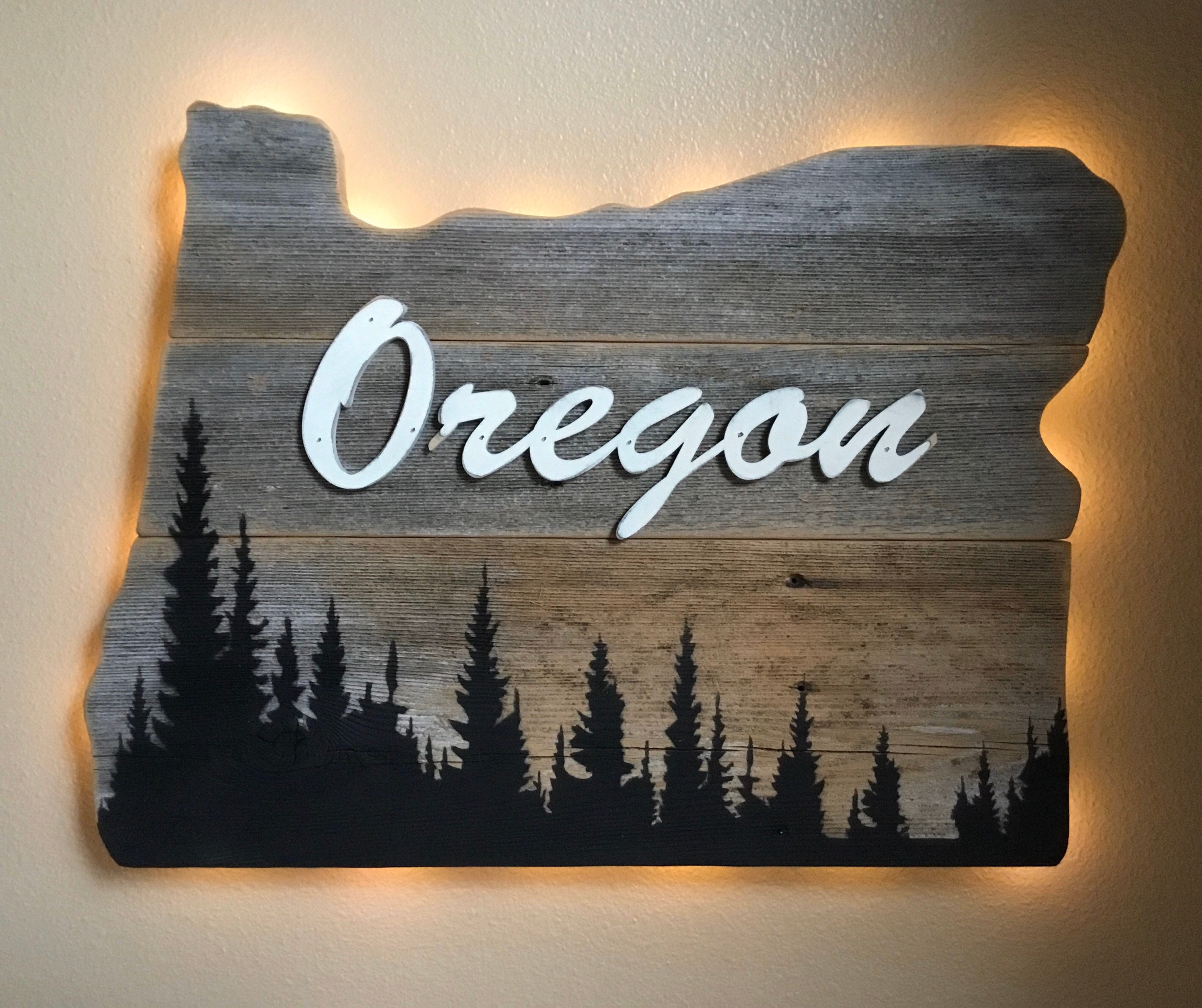 FREE SHIPPING Lighted Oregon Decor Oregon Wall Art Oregon | Etsy