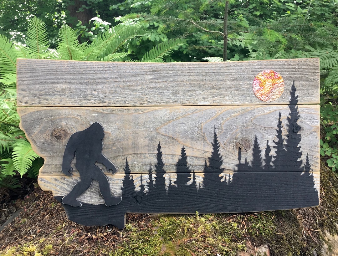 Montana Sign, Bigfoot Decor, Bigfoot Art, Sasquatch, Sasquatch Sign ...