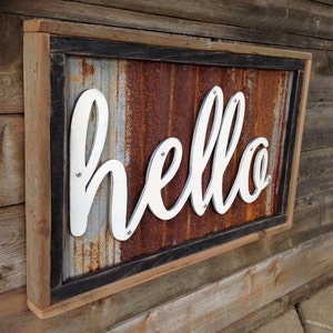 FREE SHIPPING, Front Porch Decor, Hello Sign, Hello, Rustic Home Decor ...