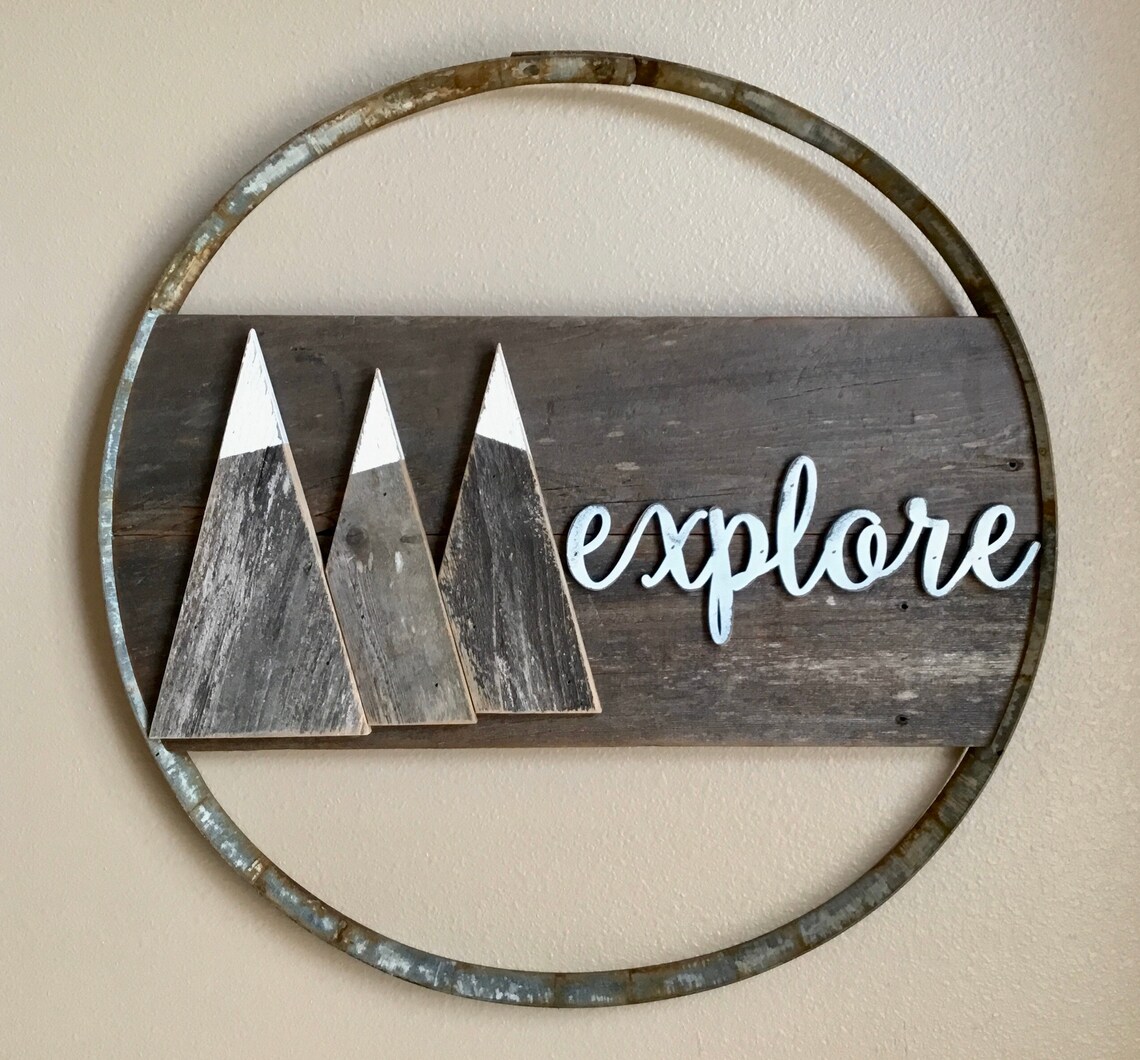 Mountain Wall Art Mountain Decor Explore Sign Explore Wood | Etsy