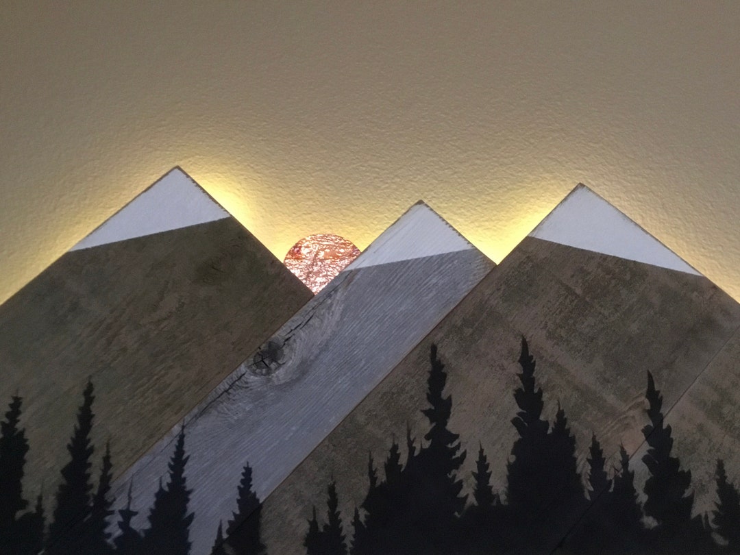 Lighted Mountain Art, Mountains, Mountain Art, Central Oregon Art ...