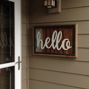 FREE SHIPPING, Front Porch Decor, Hello Sign, Hello, Rustic Home Decor ...