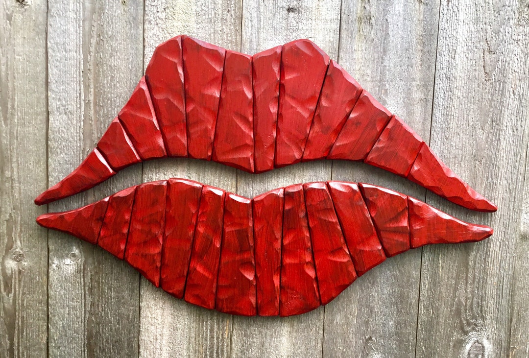 Red Lips, Salon Decor, Kiss, Lipstick, Love, Marilyn Monroe Lips, Wood ...