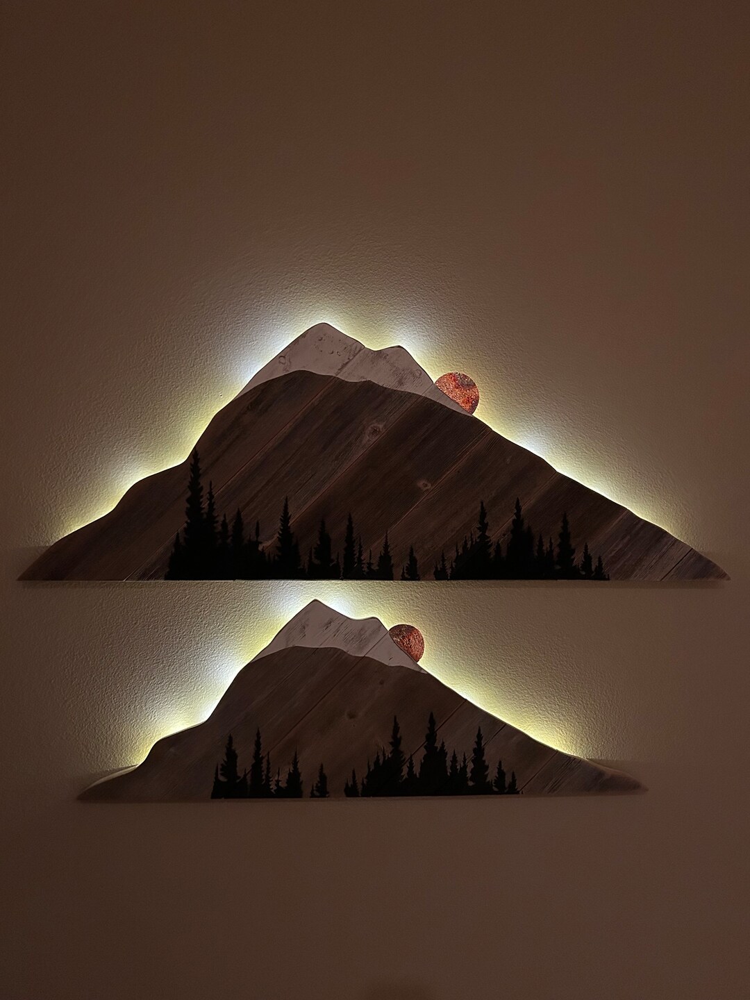 Mountain Wall Art, Mount Hood Wall Art, Lighted Mountain Art, Mountains ...