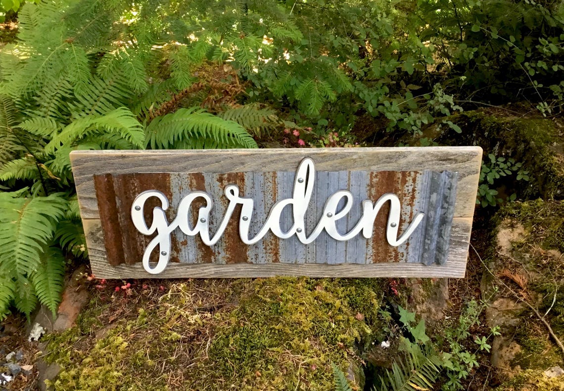 Garden Sign, Wood Garden Sign, Garden Signs, Rustic Home Decor, Rustic ...