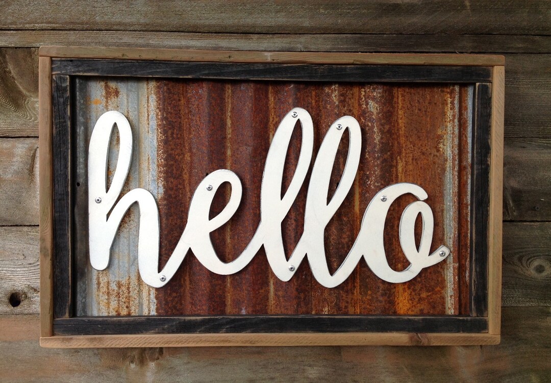 FREE SHIPPING, Front Porch Decor, Hello Sign, Hello, Rustic Home Decor ...