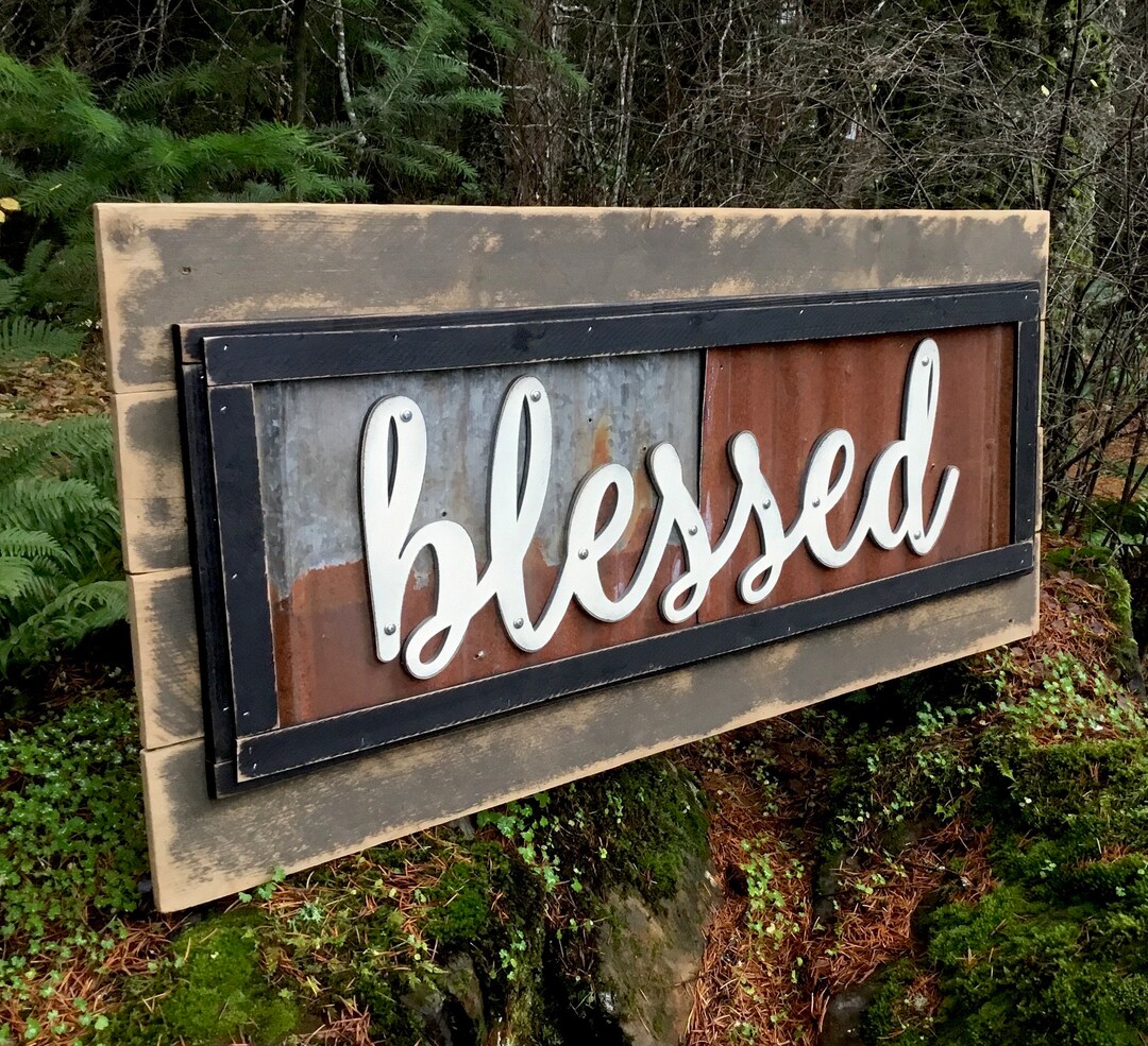 Large Blessed Sign, Blessed Signs, Blessed Sign, Rustic Decor, Rustic ...