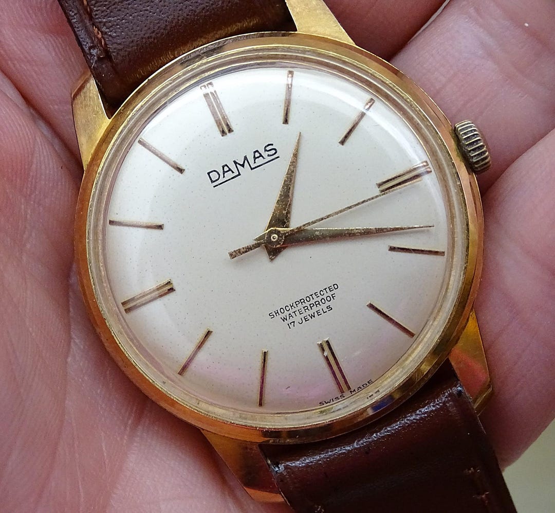 Rare Vintage Men's Watch Damas, Swiss Made 17 Jewels, Gold Plated Watch ...
