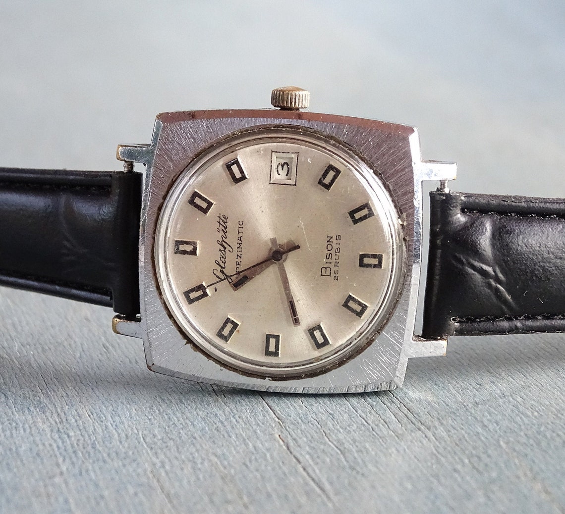 Very Rare Vintage Men's Watch Glashutte Bison 26 Rubis, GUB Automatic ...