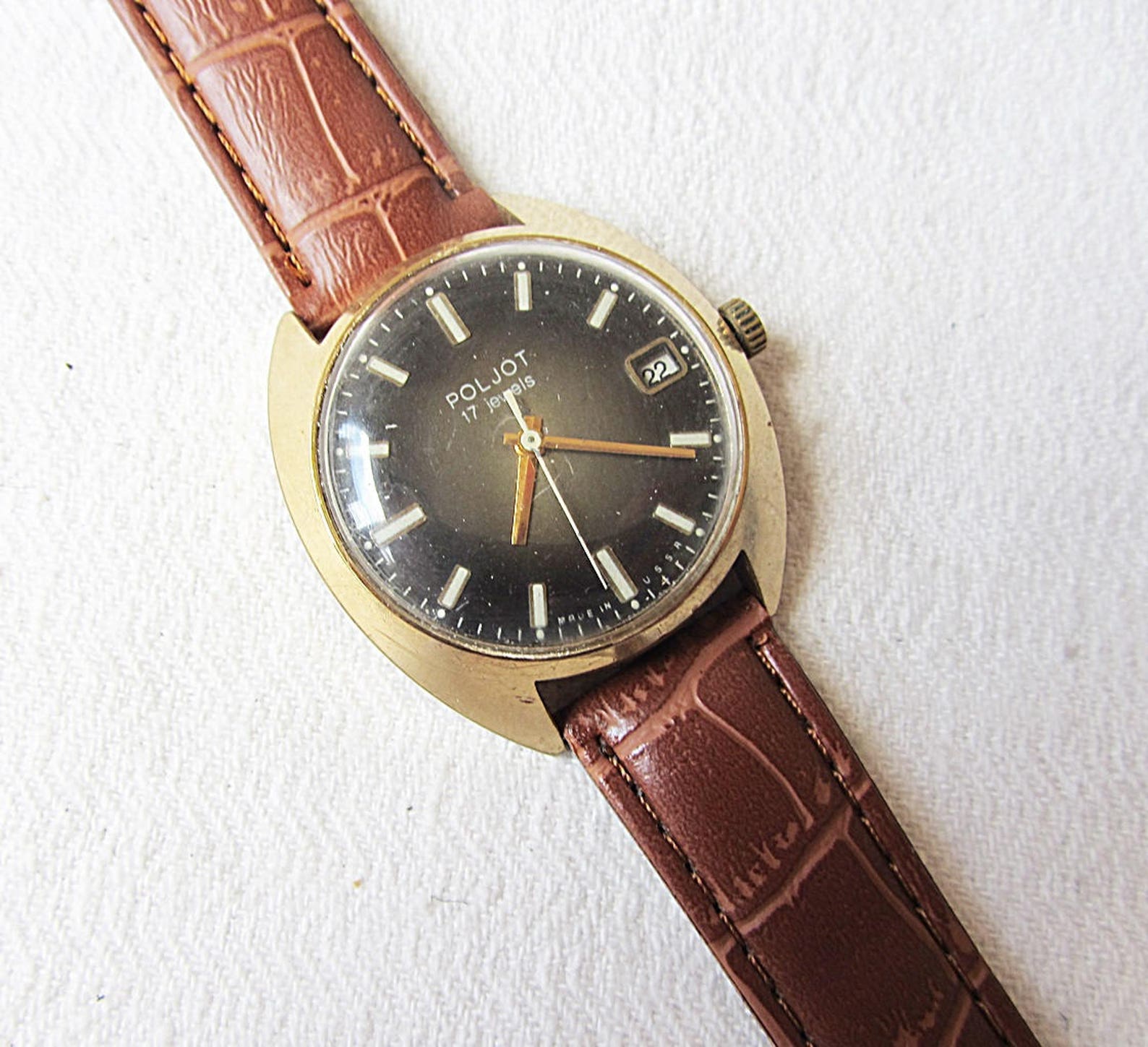Vintage Russian Watch Poljot 17jewels Gold Plated Working Mens Wrist ...