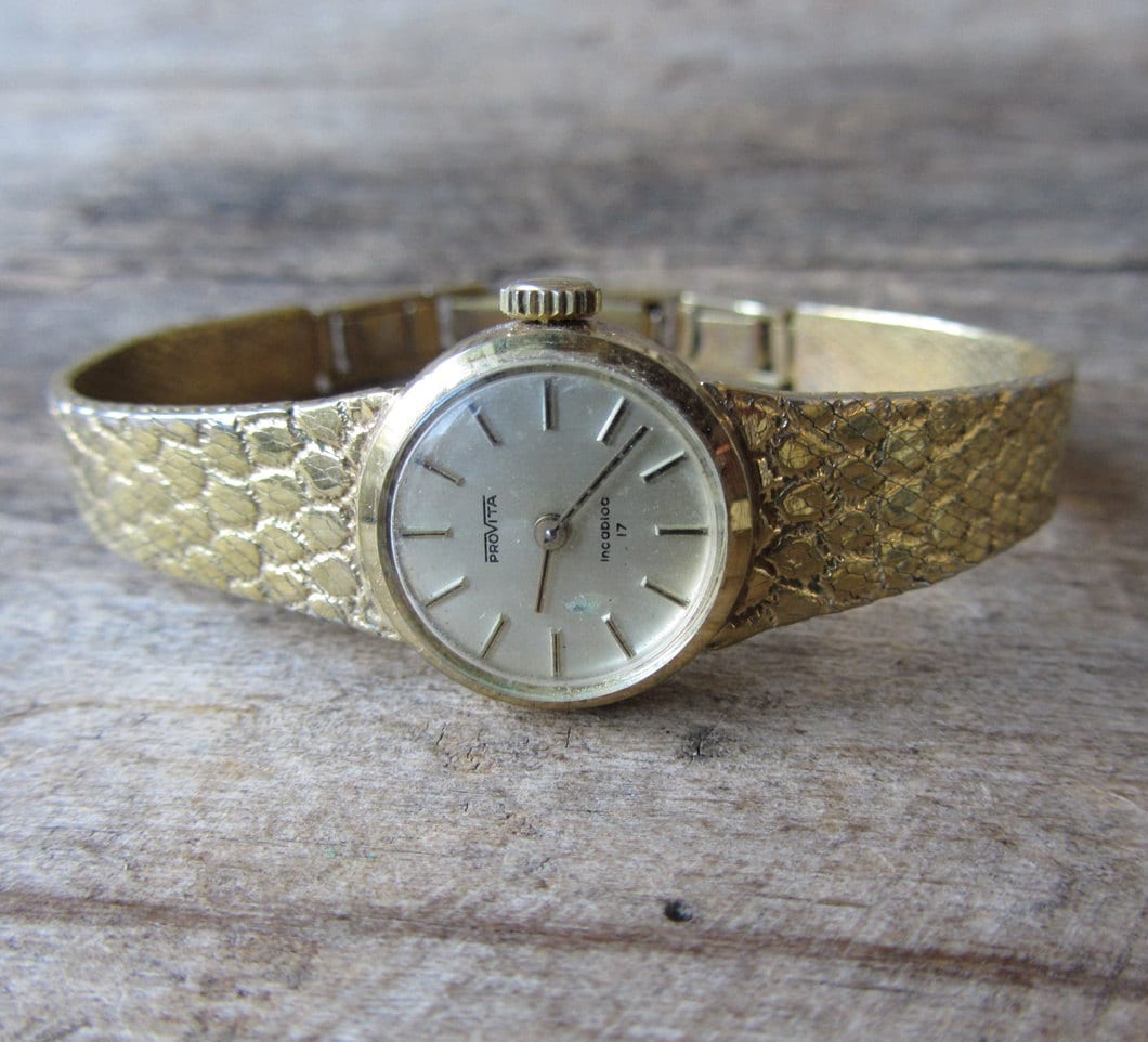 Rare Vintage Women's Watch Provita -17 Rubis Gold Plated Incabloc Swiss ...