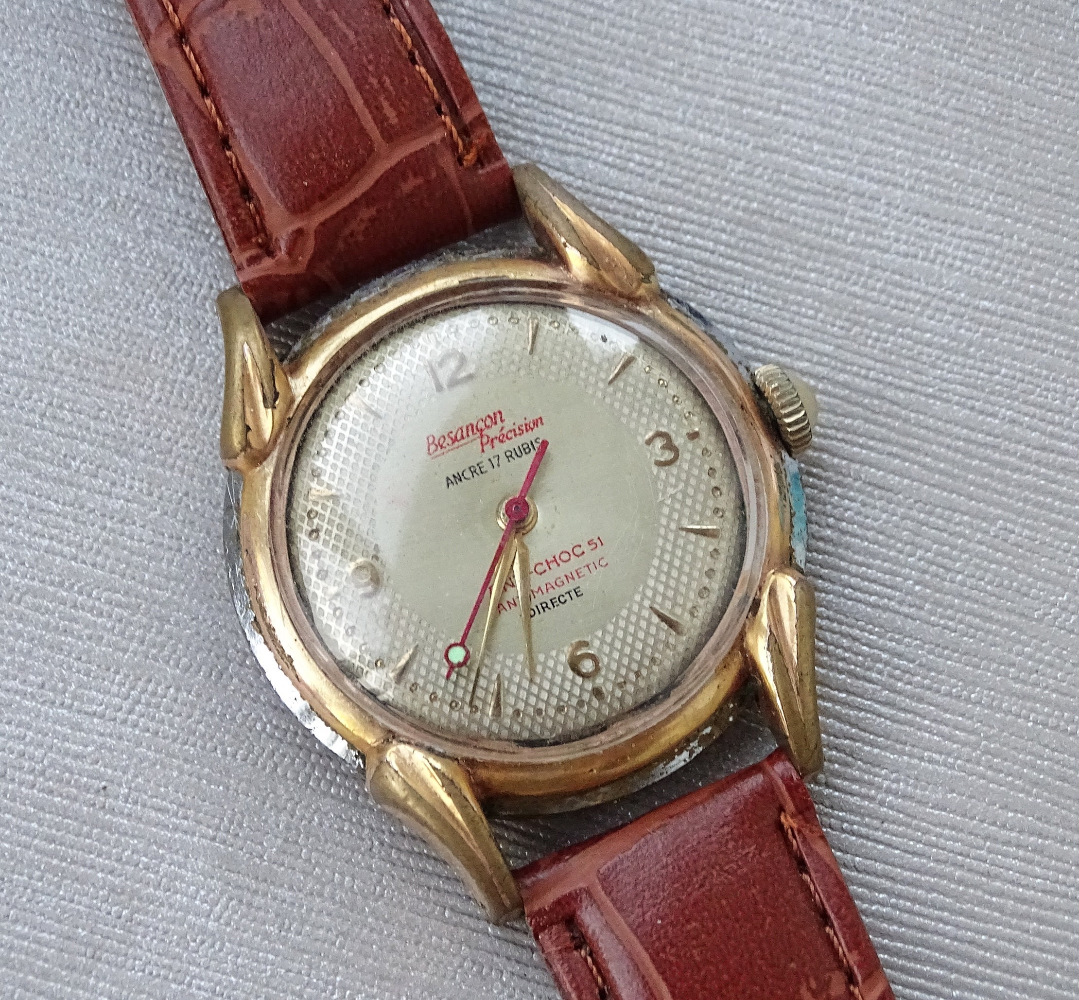Very Rare Vintage Mens Watch Besancon Precision,gold Plated Men's Watch ...