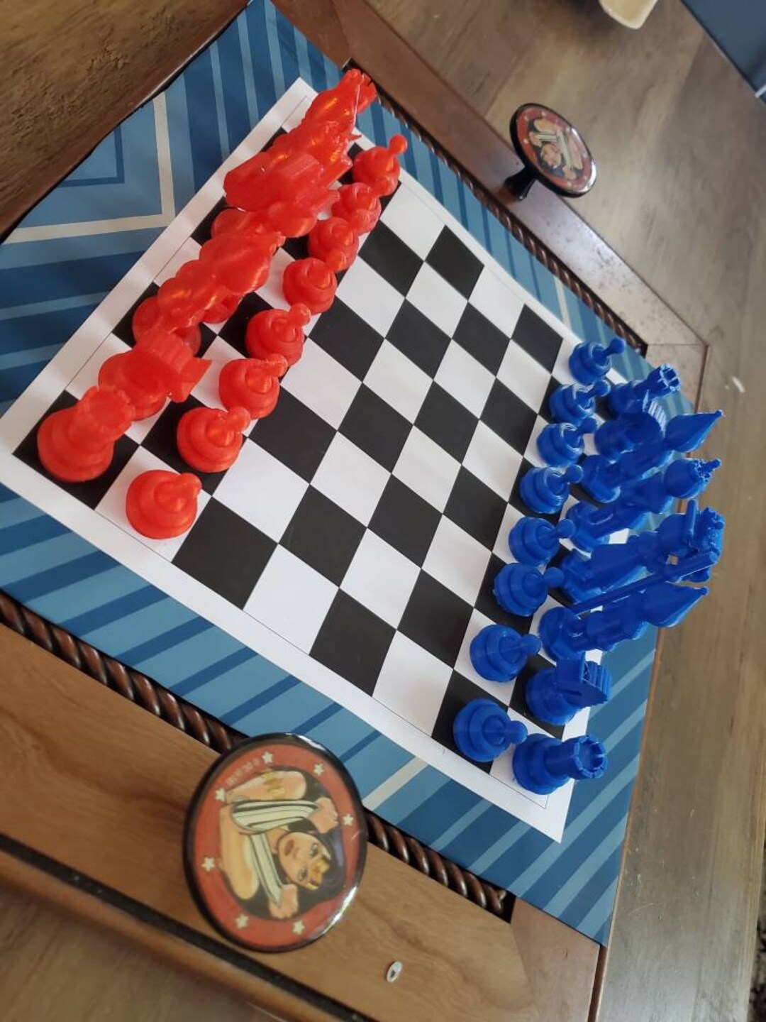 3D Printed Recycled Material Chess Board - Super Hero Theme Blue and ...