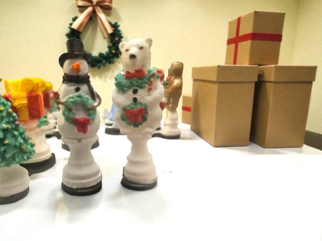 3D Printed Recycled Material Chess Board - Christmas Themed - Etsy