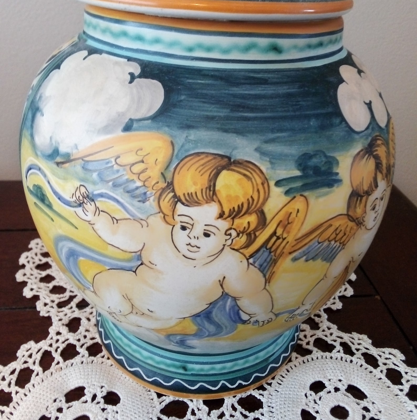 Majolica Castelli Italian Pottery Angels Signed - Etsy