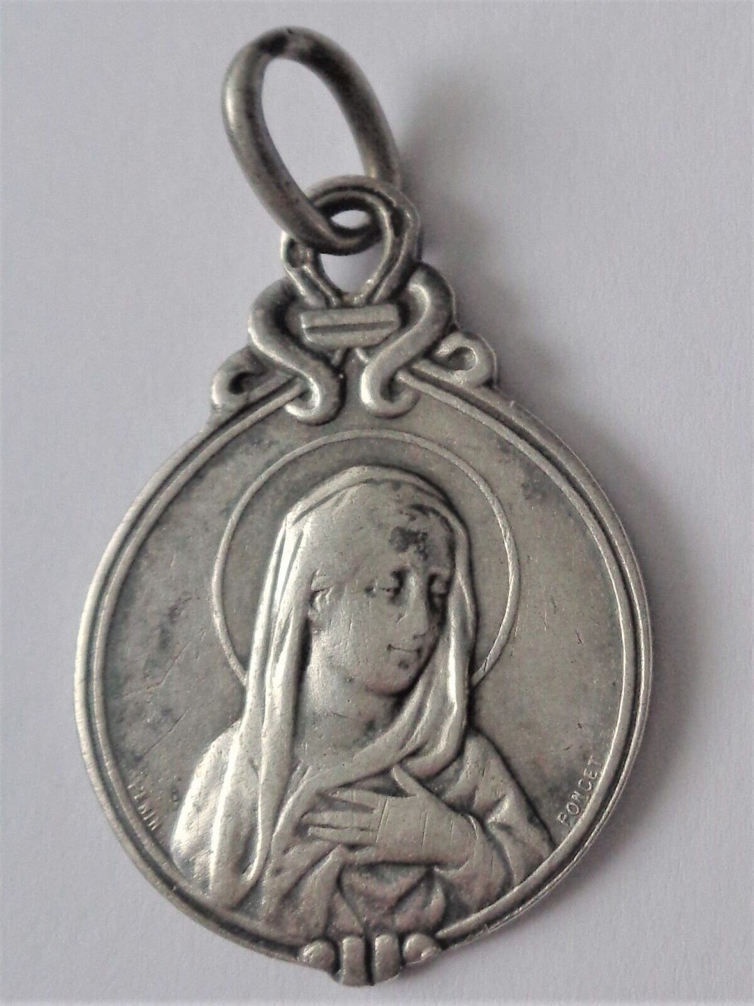 Old Solid Silver Religious Medal Virgin Mary - Etsy