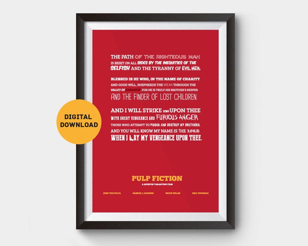 Pulp Fiction Quote Movie Poster Digital Download Minimalist Movie ...