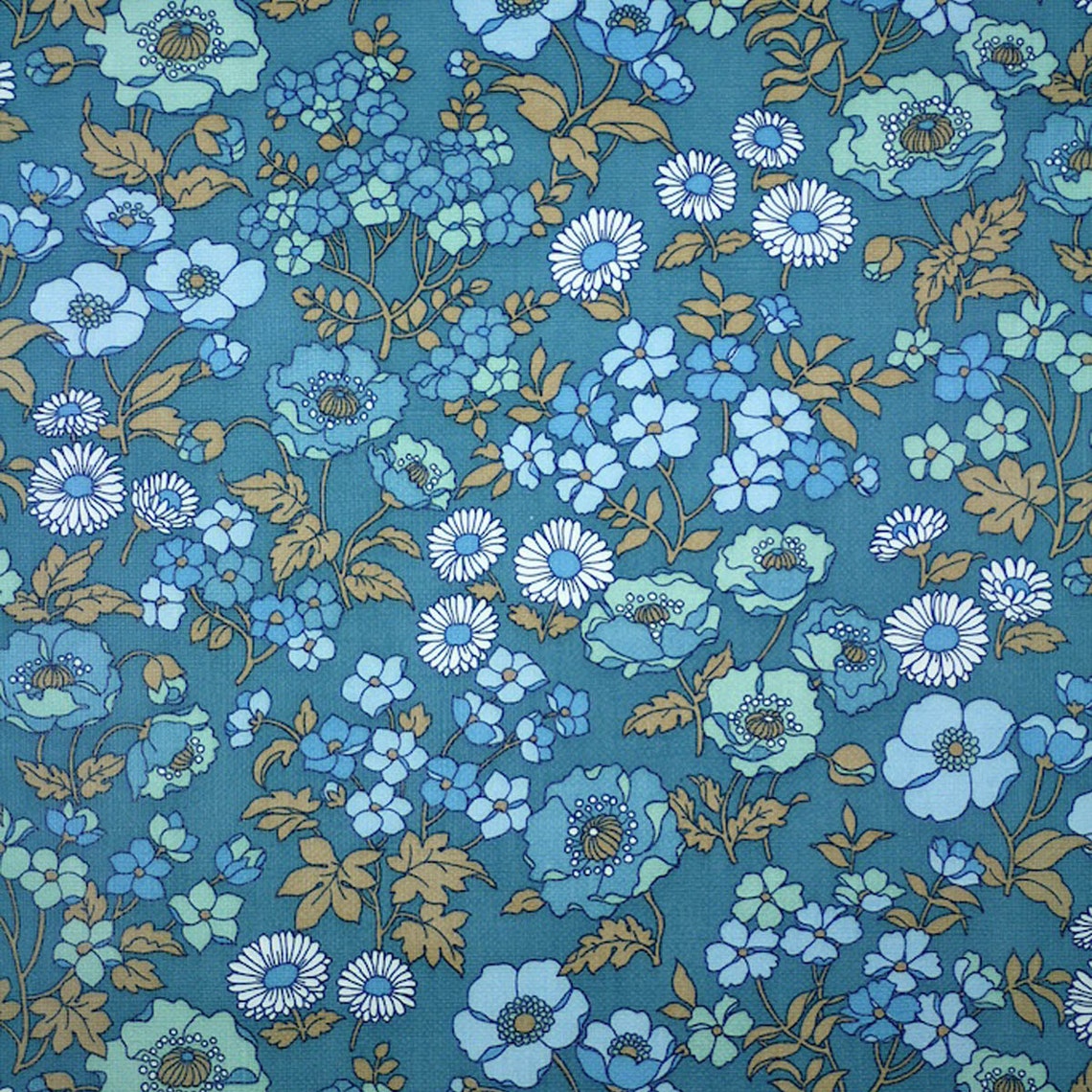 RESERVED Scandinavian VINTAGE BLUE Floral Small Pattern Wallpaper - Etsy