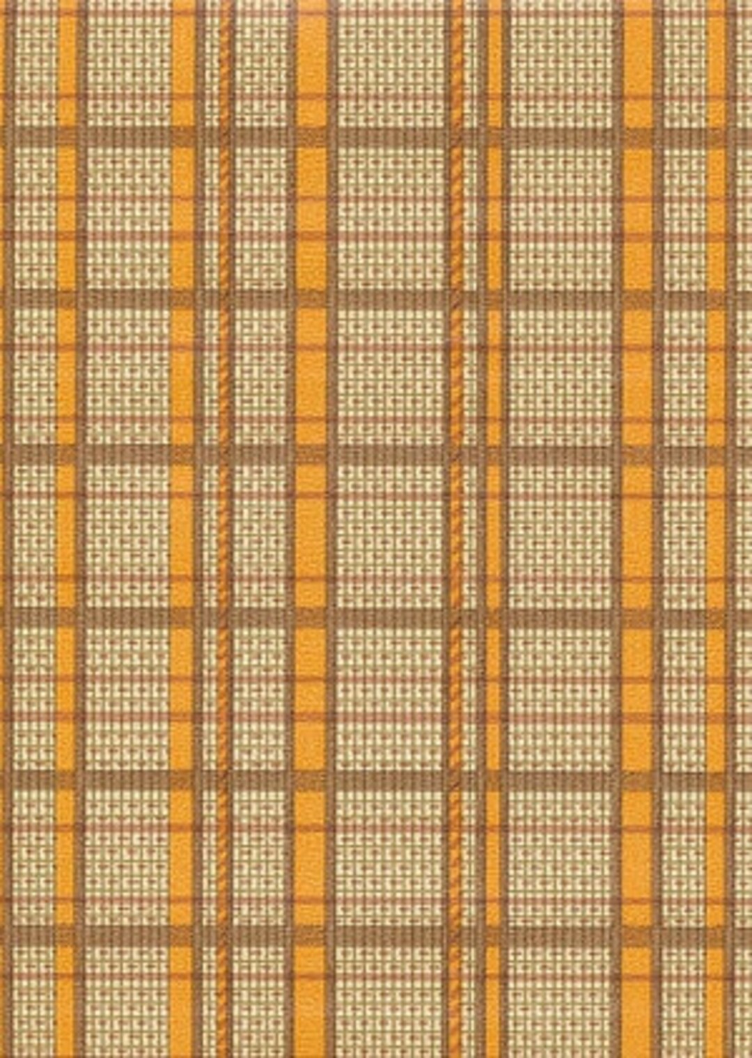 Vintage 1960s Design VW Plaid Fabulous 70s Orange Brown Modern Printing ...