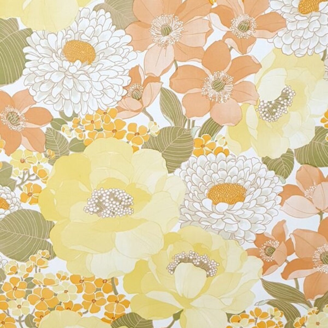 1970s 1960s Build Me up Buttercup Floral Vintage Original Wallpaper ...
