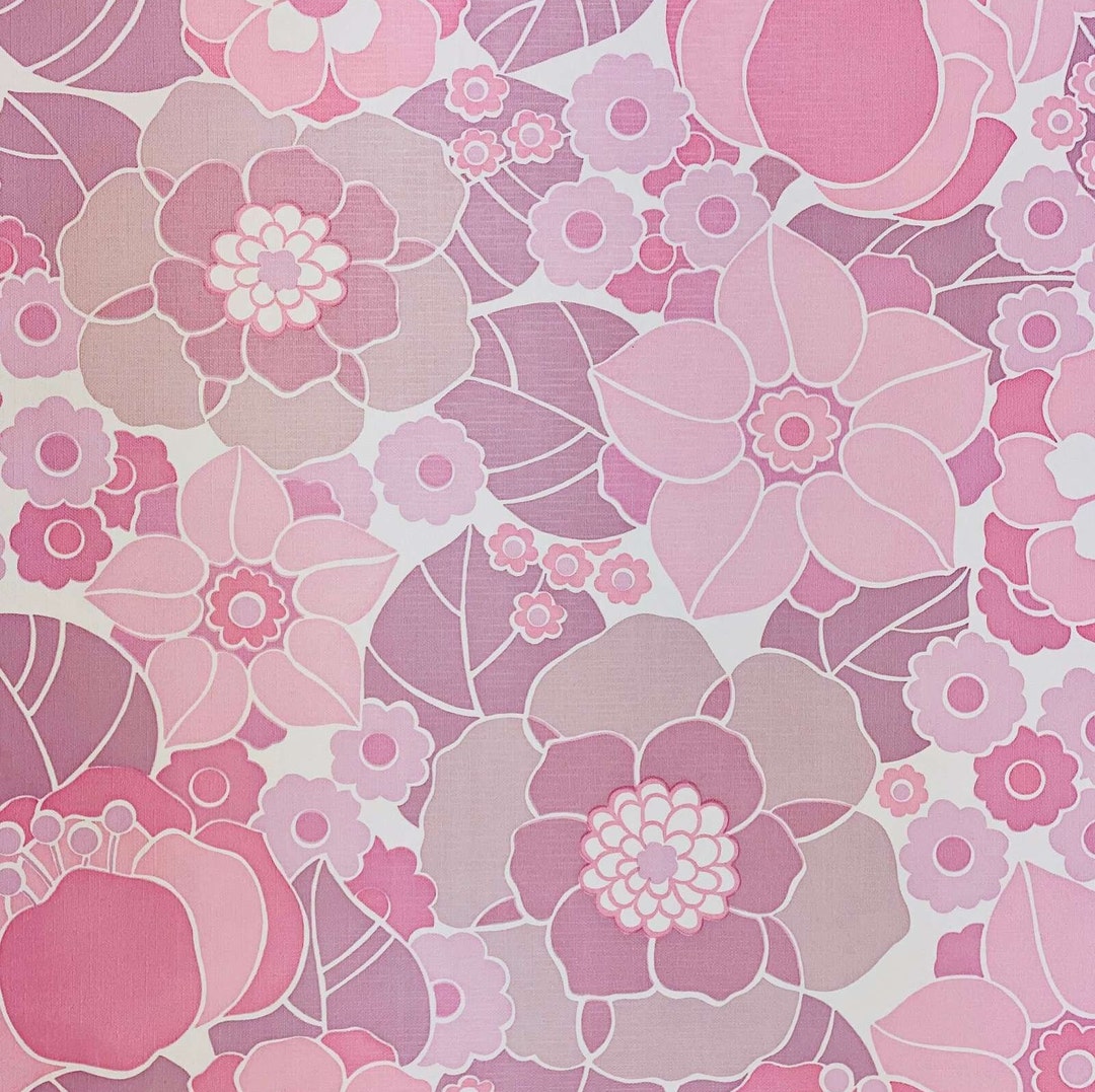 1960s 1970s Pop Art Purple Hush Vintage Original Floral Etsy