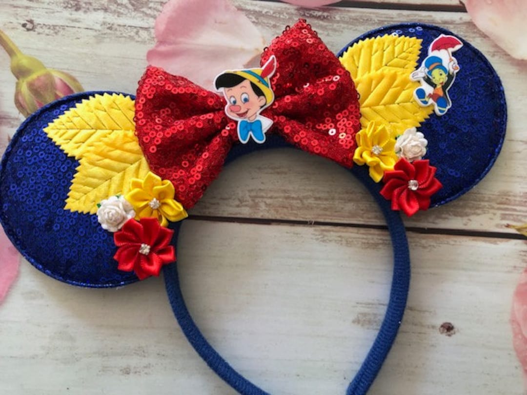 Pinocchio & Jiminy Cricket Inspired Minnie Mouse Ears Headband - Etsy