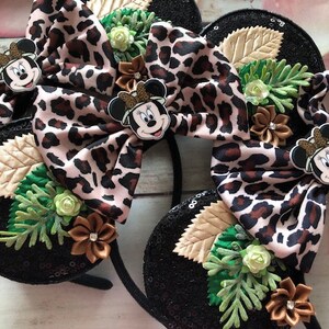 Safari Zoo Animal Kingdom Mouse Ears Headband- Leopard Mouse Ears ...