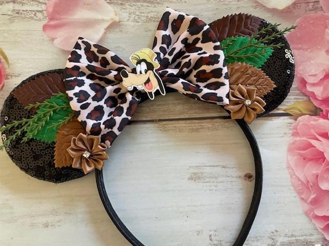 Goofy Safari Zoo Animal Kingdom Mouse Ears Headband- Leopard Mouse Ears ...