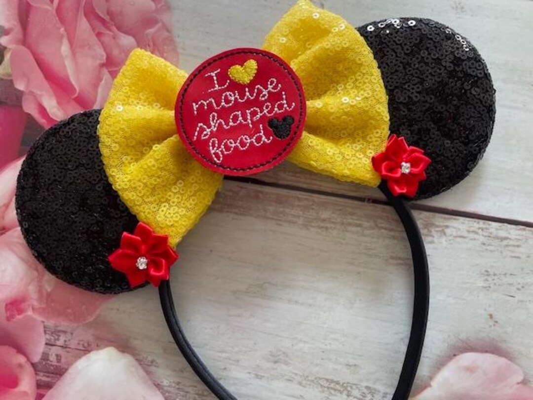 I Love Mouse Shaped Foods Minnie Mouse Ears Headband- Party Headband ...