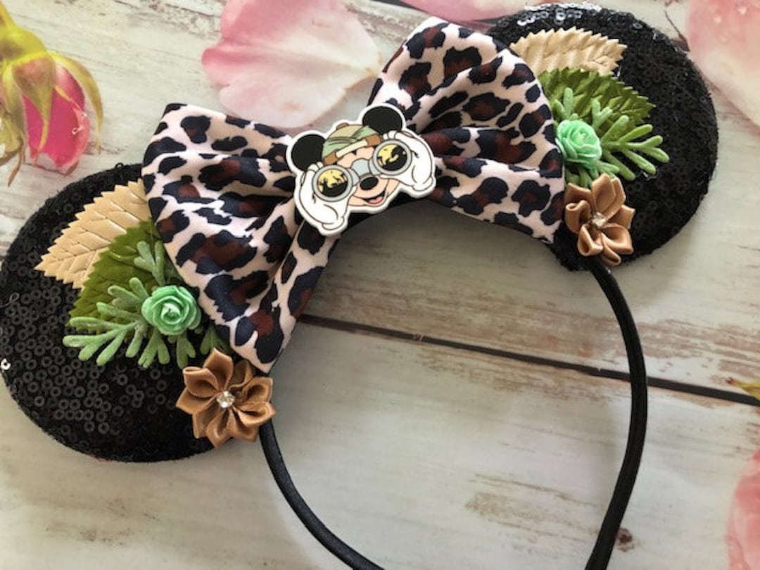 Safari Zoo Animal Kingdom Mouse Ears Headband- Leopard Mouse Ears ...