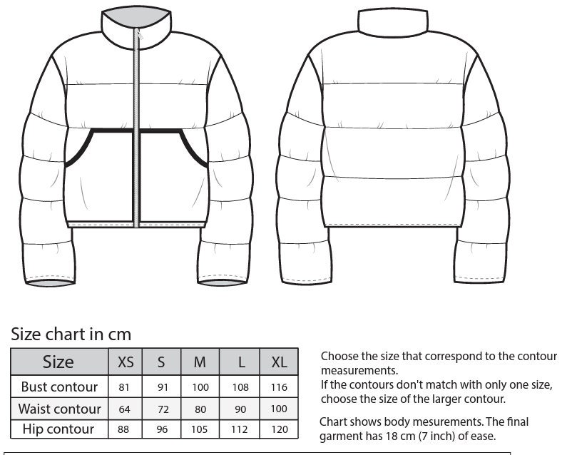 Women's Reversible Puffer Jacket Sewing Digital PDF Pattern / Size XS ...